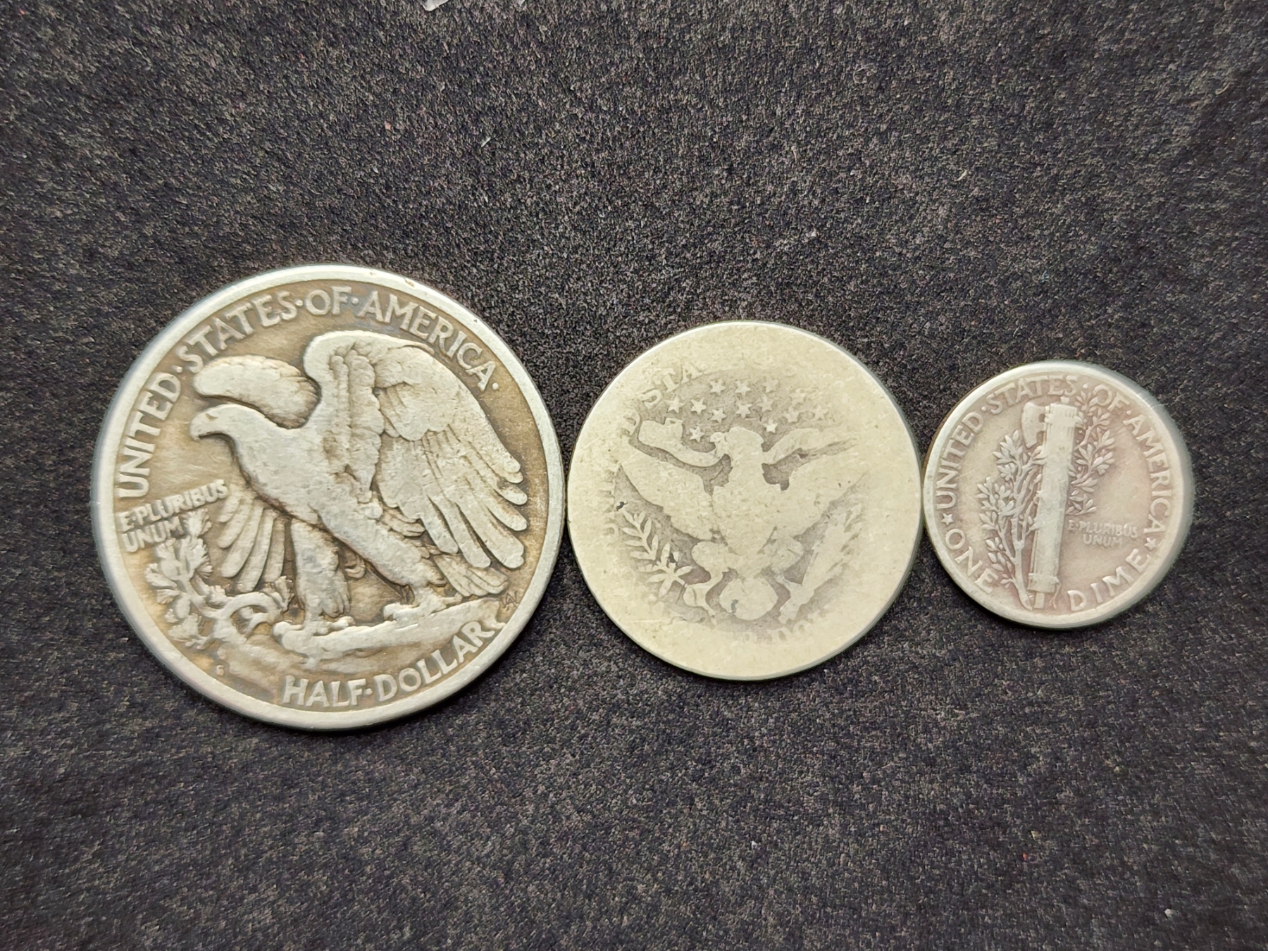 Three Assorted United States Silver Coins - Face Value $0.85 in 90% ...