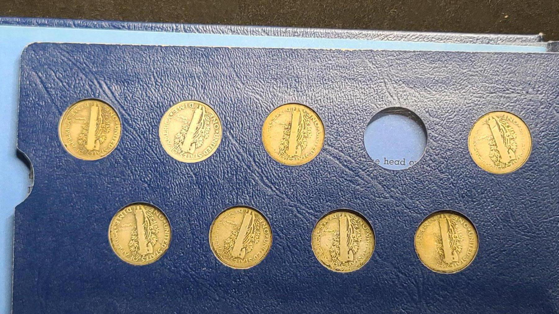 Whitman 1916-1945 90% Silver Mercury Dime Coin Collection Album - Face ...