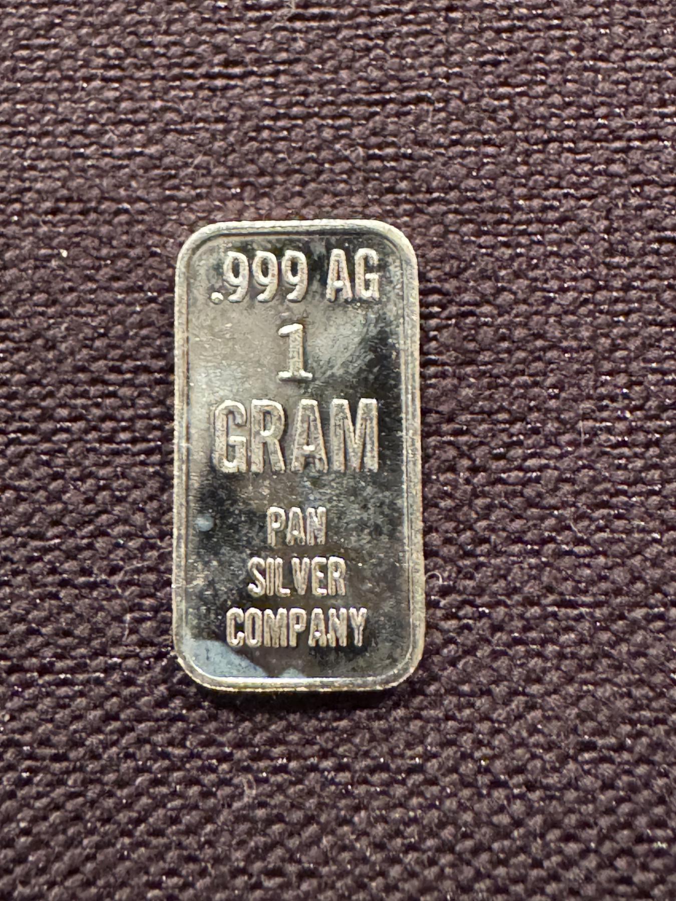 Extremely Rare Pan Silver 1 Gram .999 Fine Pure Silver Troy Oz Bar ...