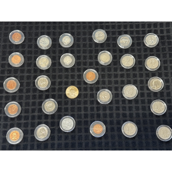Unique Coin Collection Of Various Sizes And Face Values, 28 Coins ...