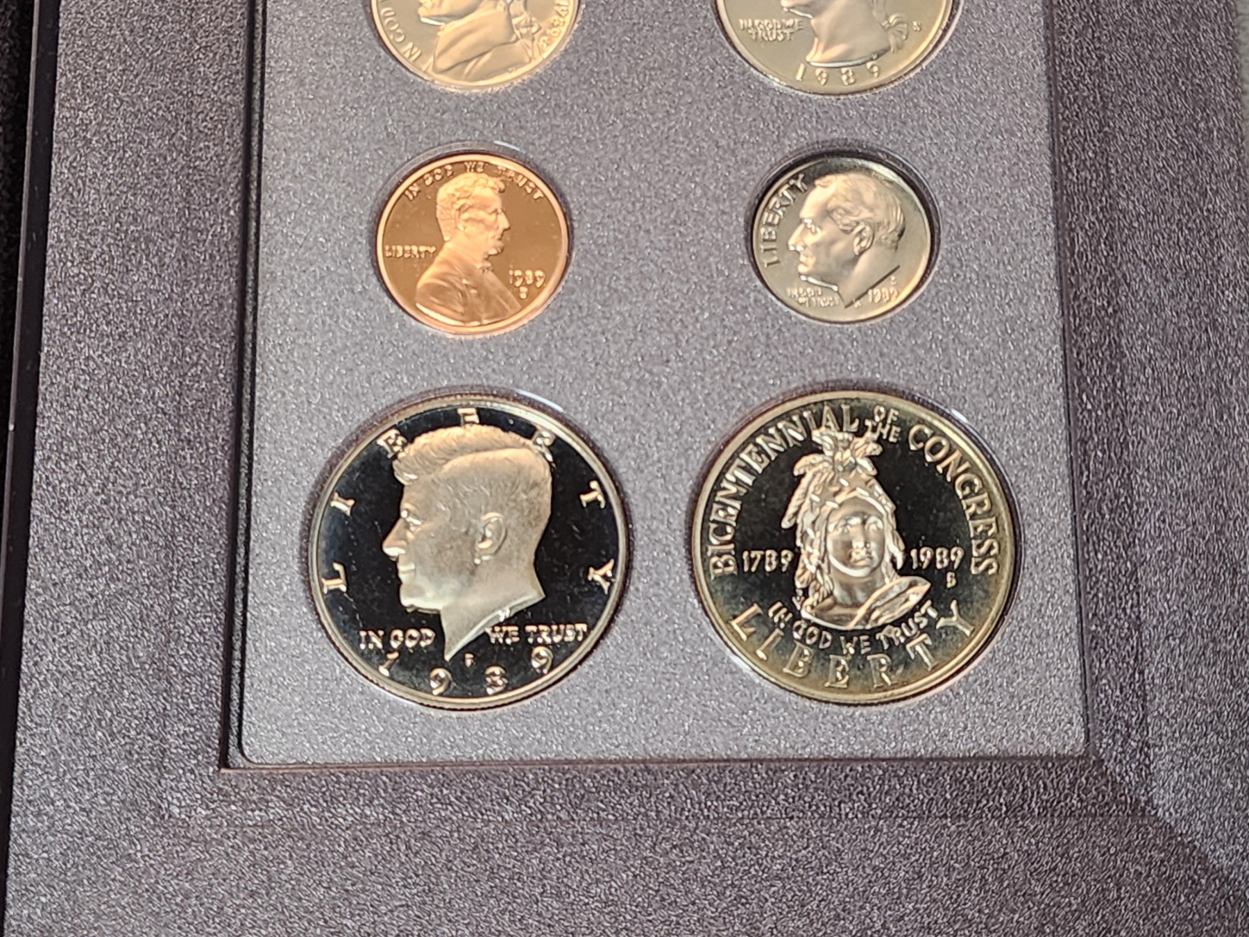 U.S. Mint 1989 Prestige Set Congressional Coins Including Silver Dollar ...