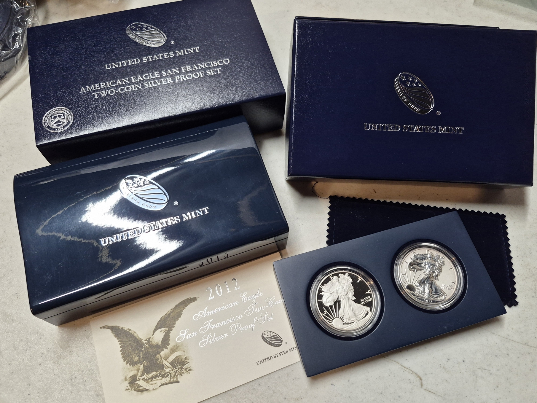 Superb U S Silver Eagle 2 Coin Proof Set - 2012 S Cameo & Reverse ...