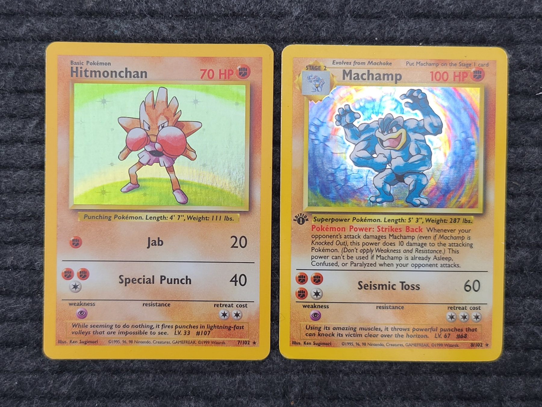 Lot of Two Base Set Holo Pokemon Cards - 1st Edition Machamp (8/102 ...