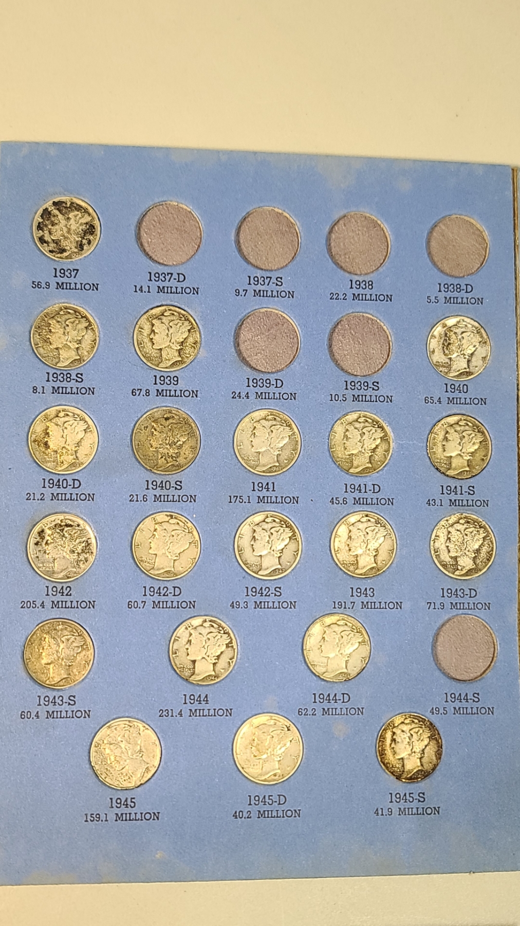 Mercury Head Silver Dime Whitman Coin Book & Roosevelt Silver & Clad ...