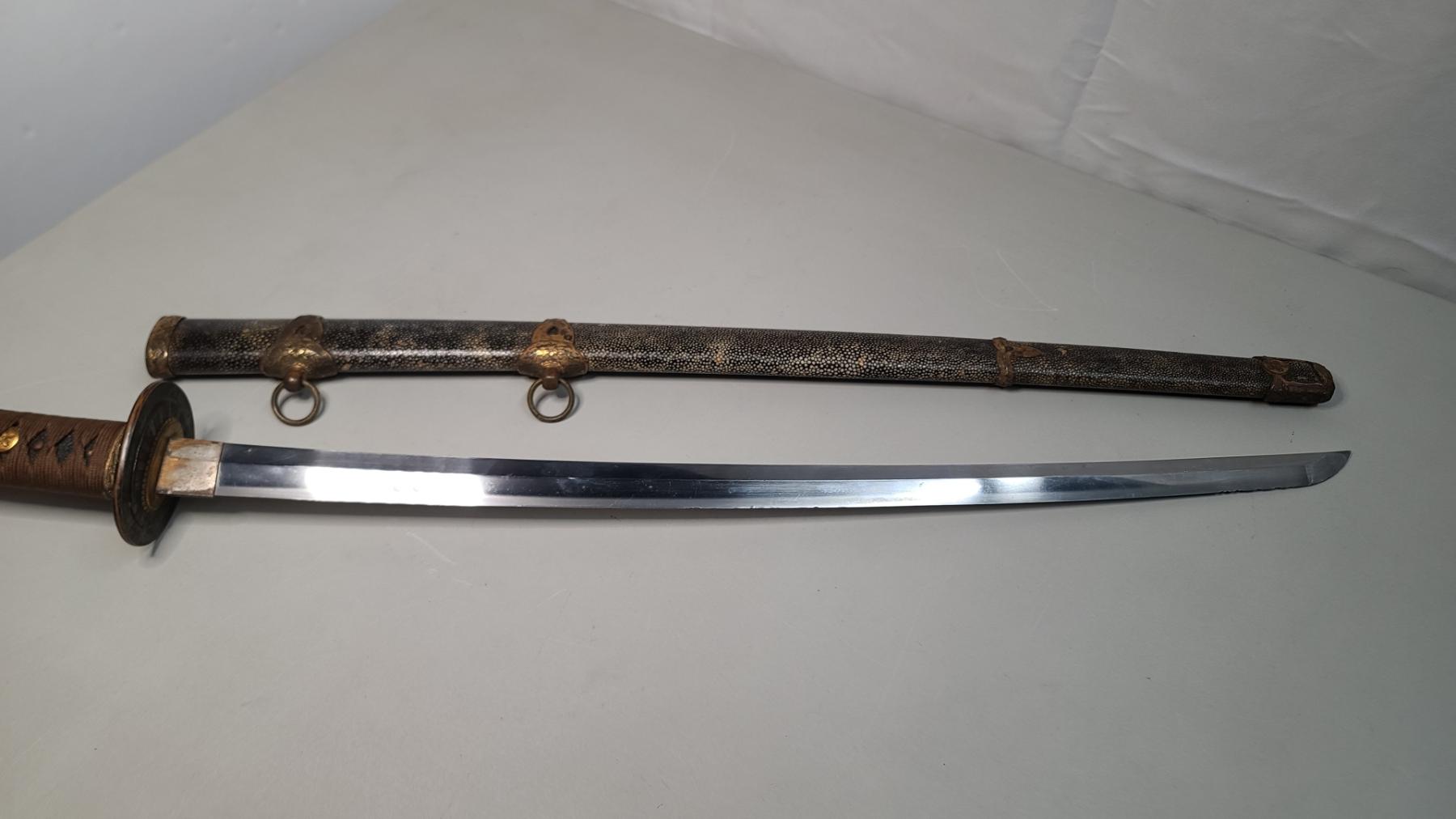 Japanese Katana Sword With Stingray (Shagreen) Wrapped Sheath - Blade ...