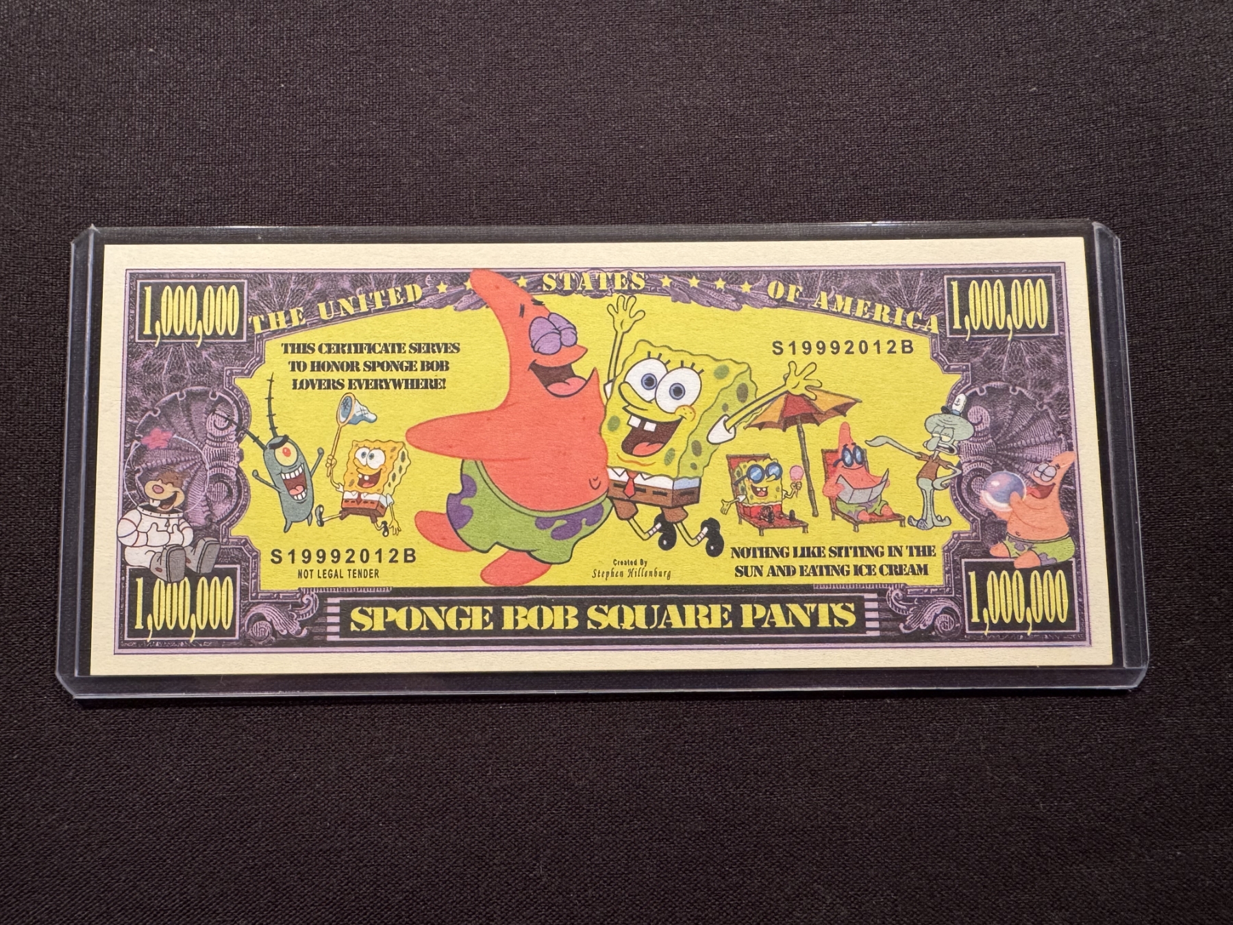 Sponge Bob Square Pants One Million Dollar Bill In Protective Holder ...