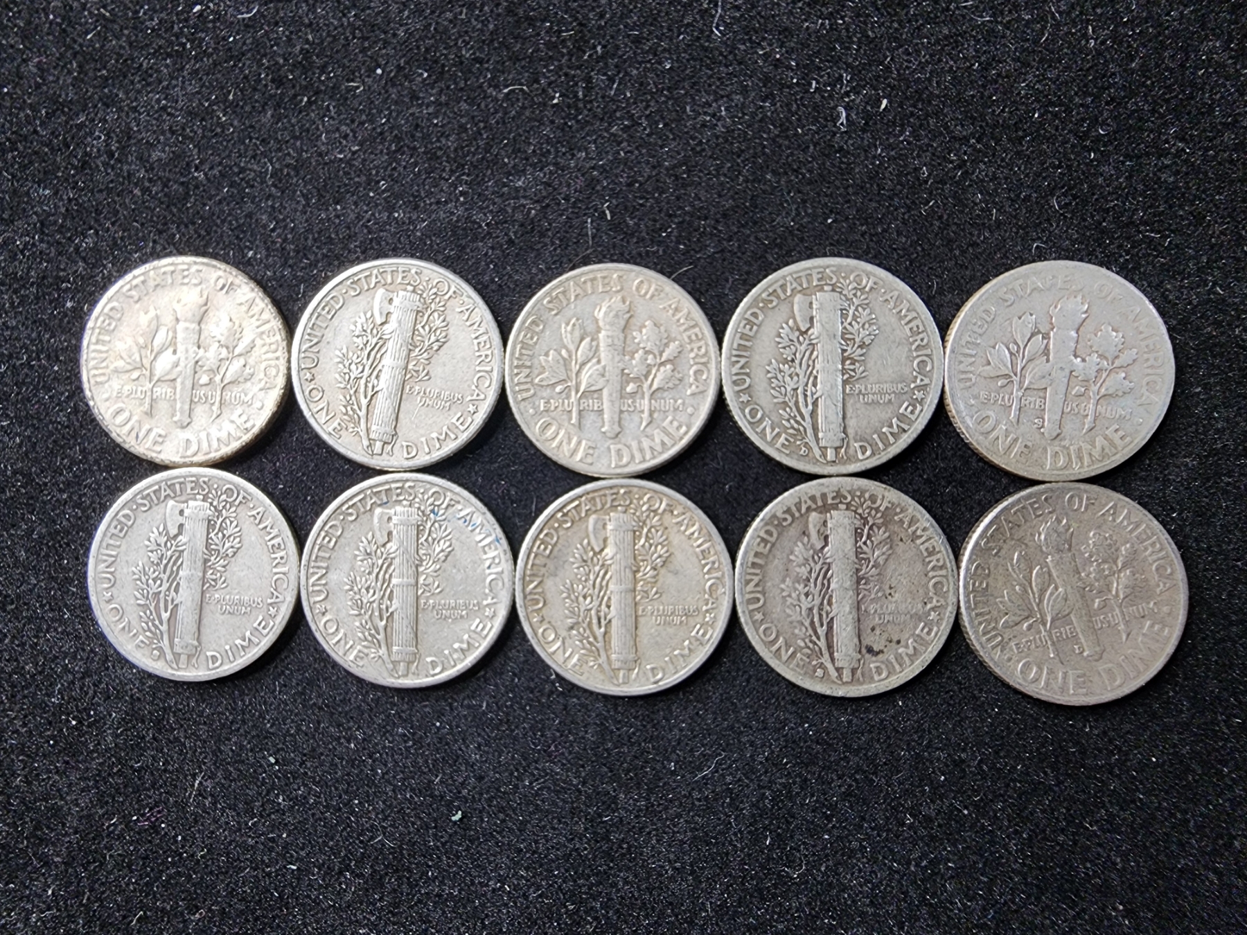$1 Face Value in Assorted 90% Silver Dimes All in Excellent Condition ...