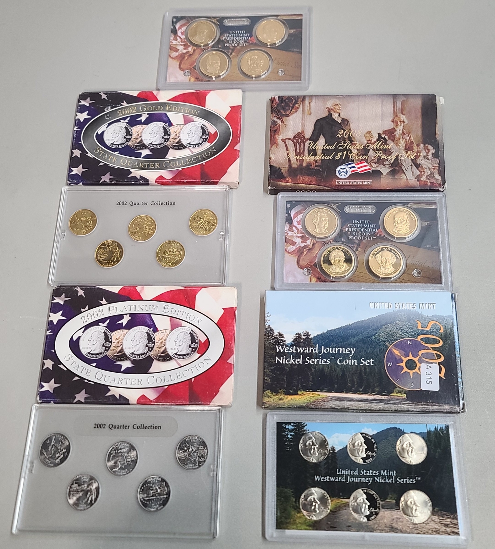 (5) Assorted U.S Quarters, Presidential Dollar & Nickel Coin Sets ...