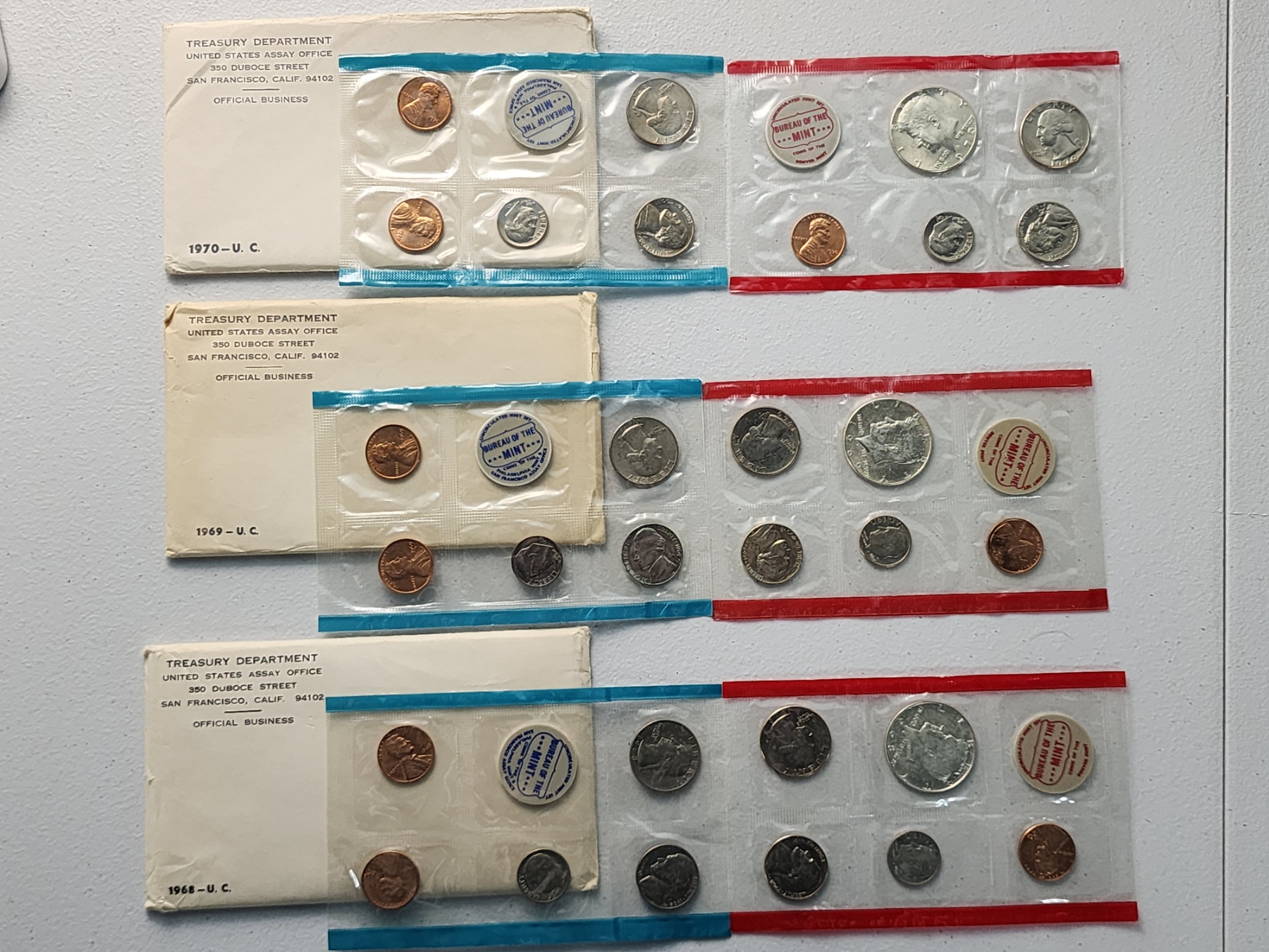 1968, 1969, 1970 United States Mint Uncirculated Coin Sets In Original ...