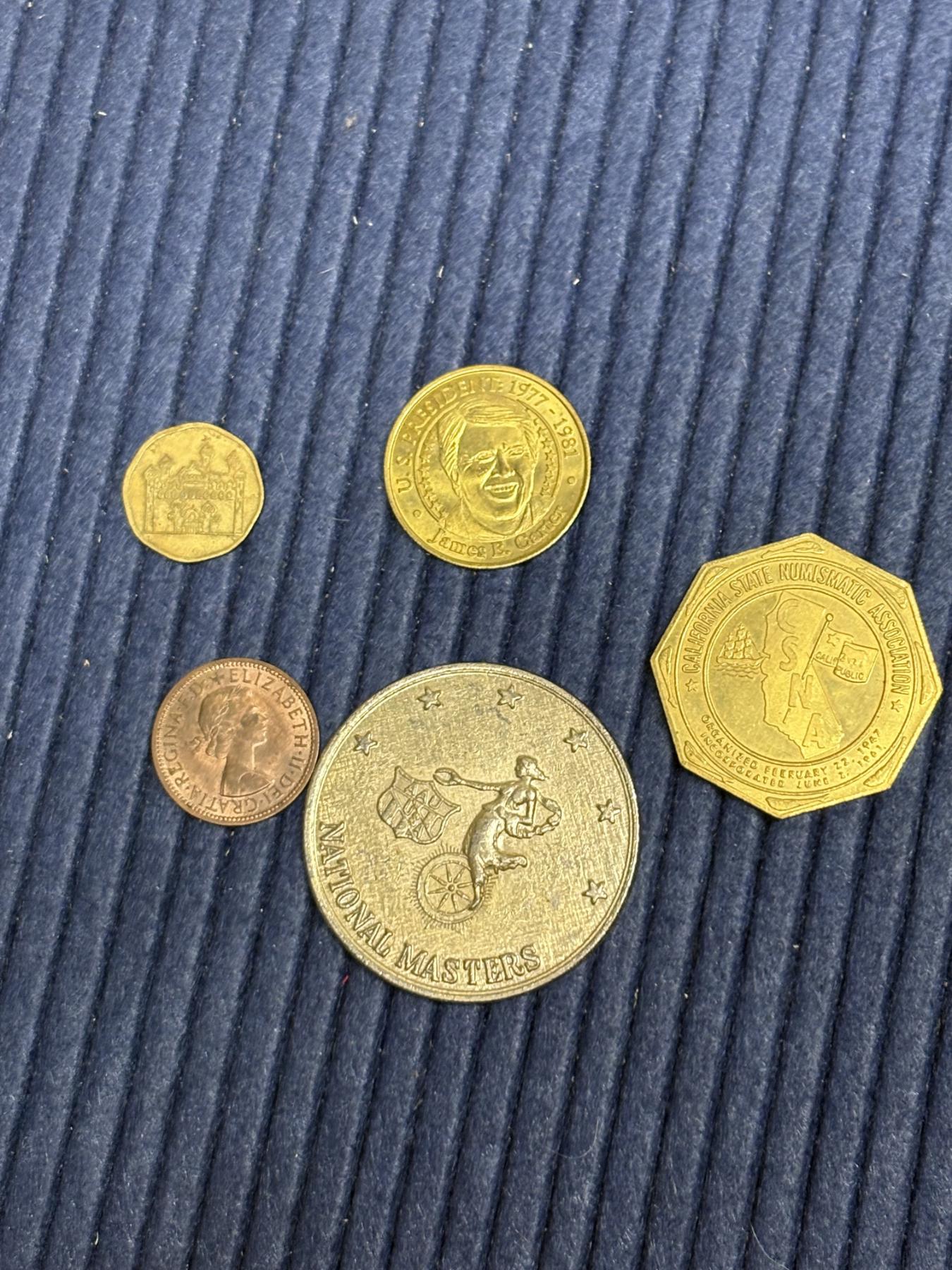 5 Tokens - National Masters AAU - Elizabeth II 1967 Half Penny- Sunoco ...