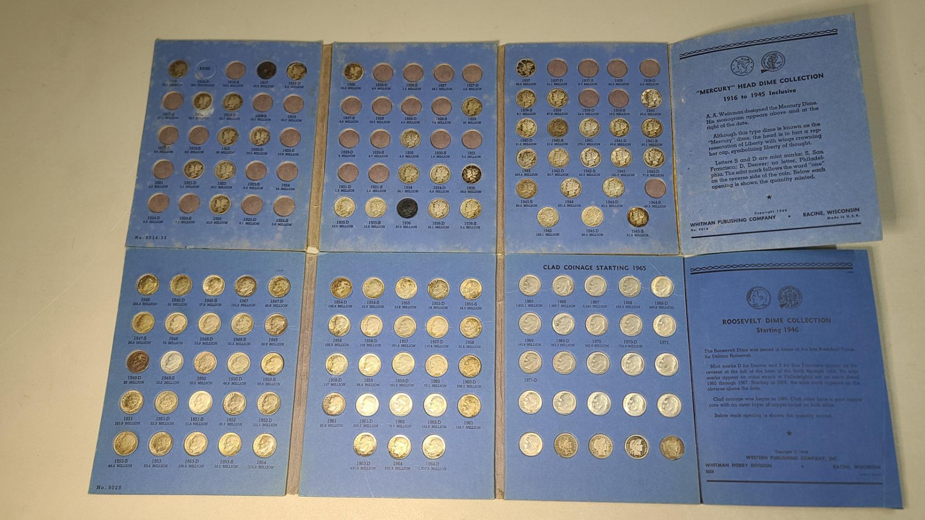 Mercury Head Silver Dime Whitman Coin Book & Roosevelt Silver & Clad ...