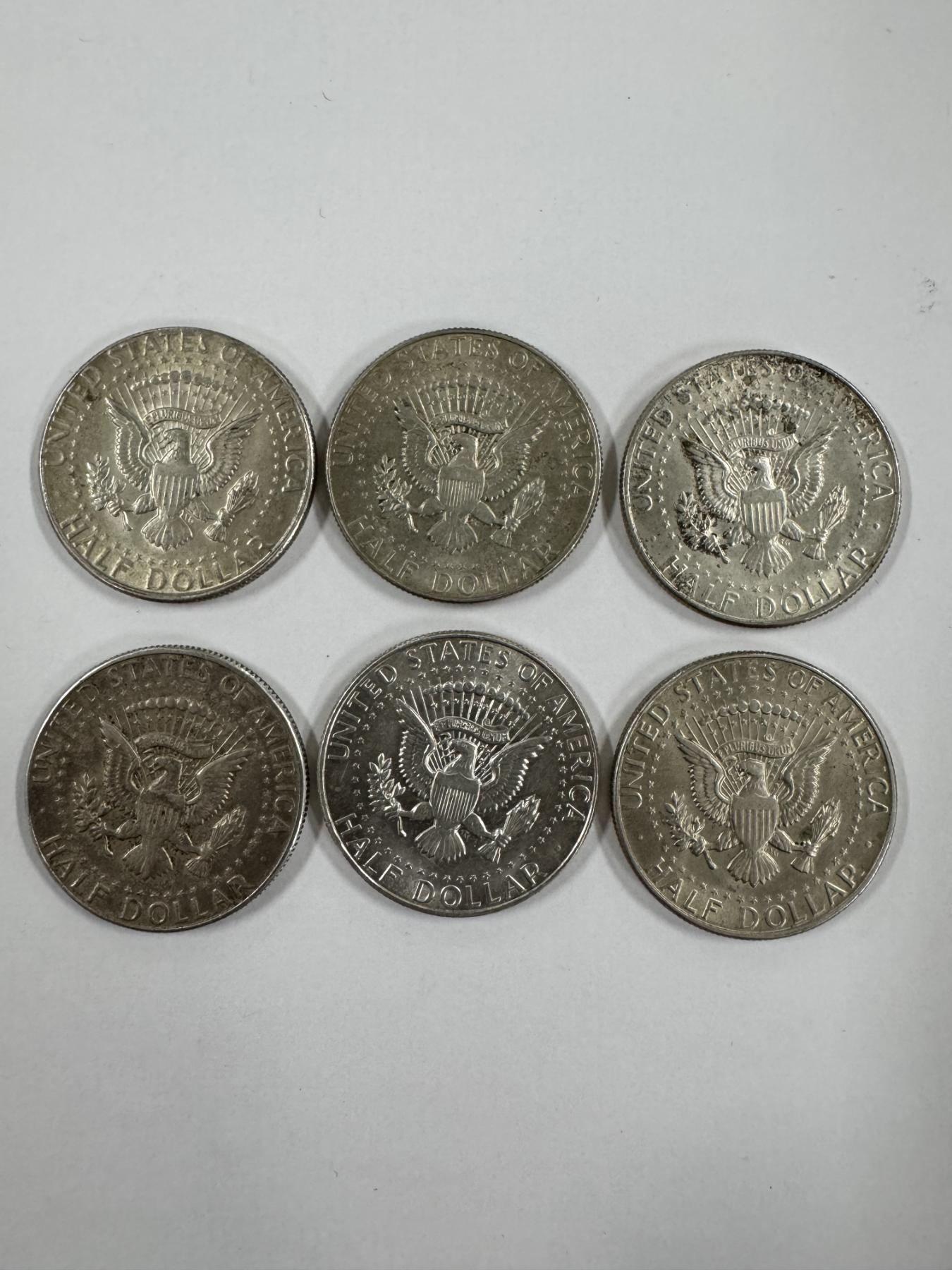 6 - United States Late 1960's Kennedy 40% Silver Half Dollars - Bosley ...