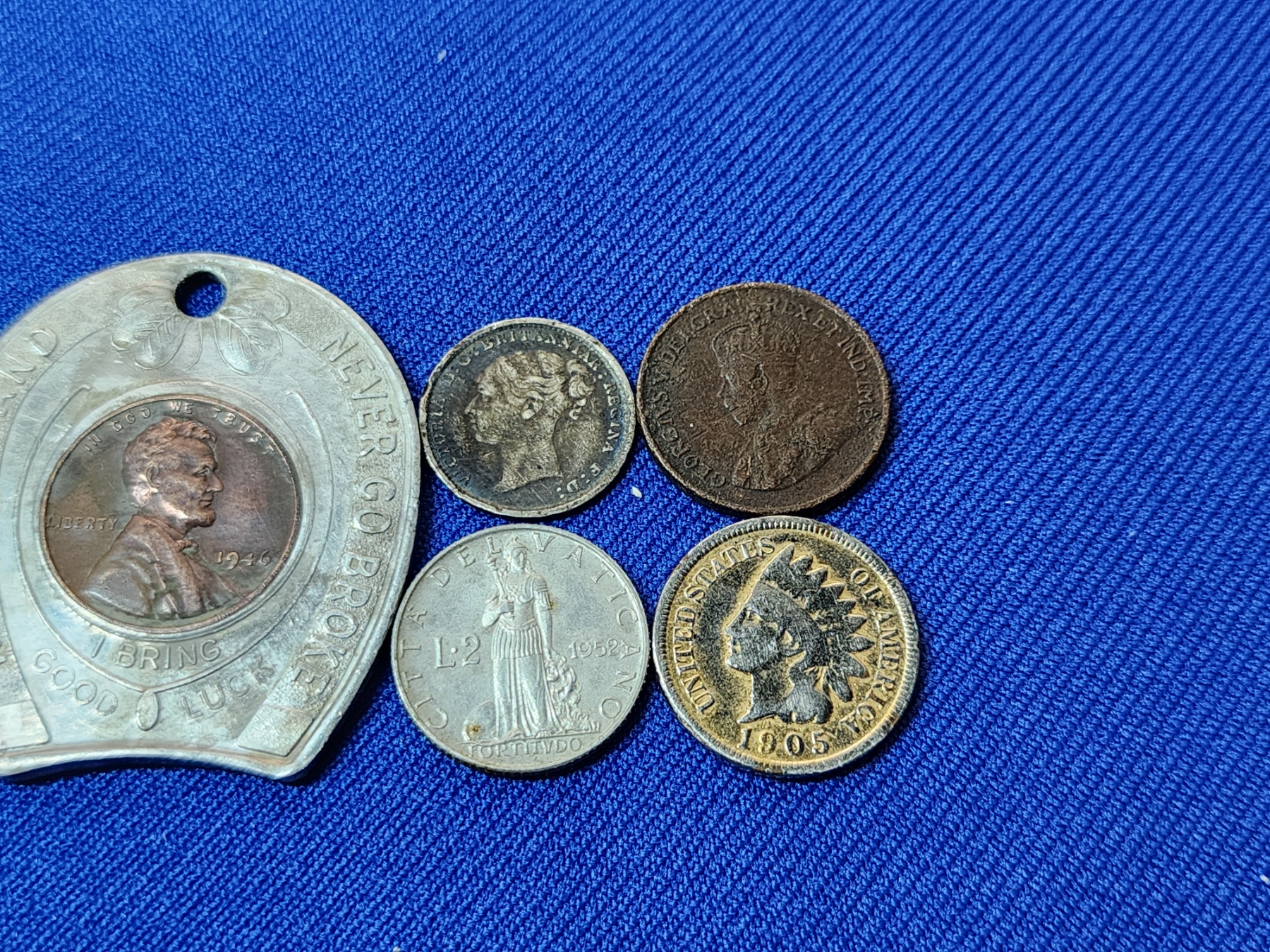 Assorted Foreign & U.S. Coins Including "Lucky" Penny, Gold-Plated ...