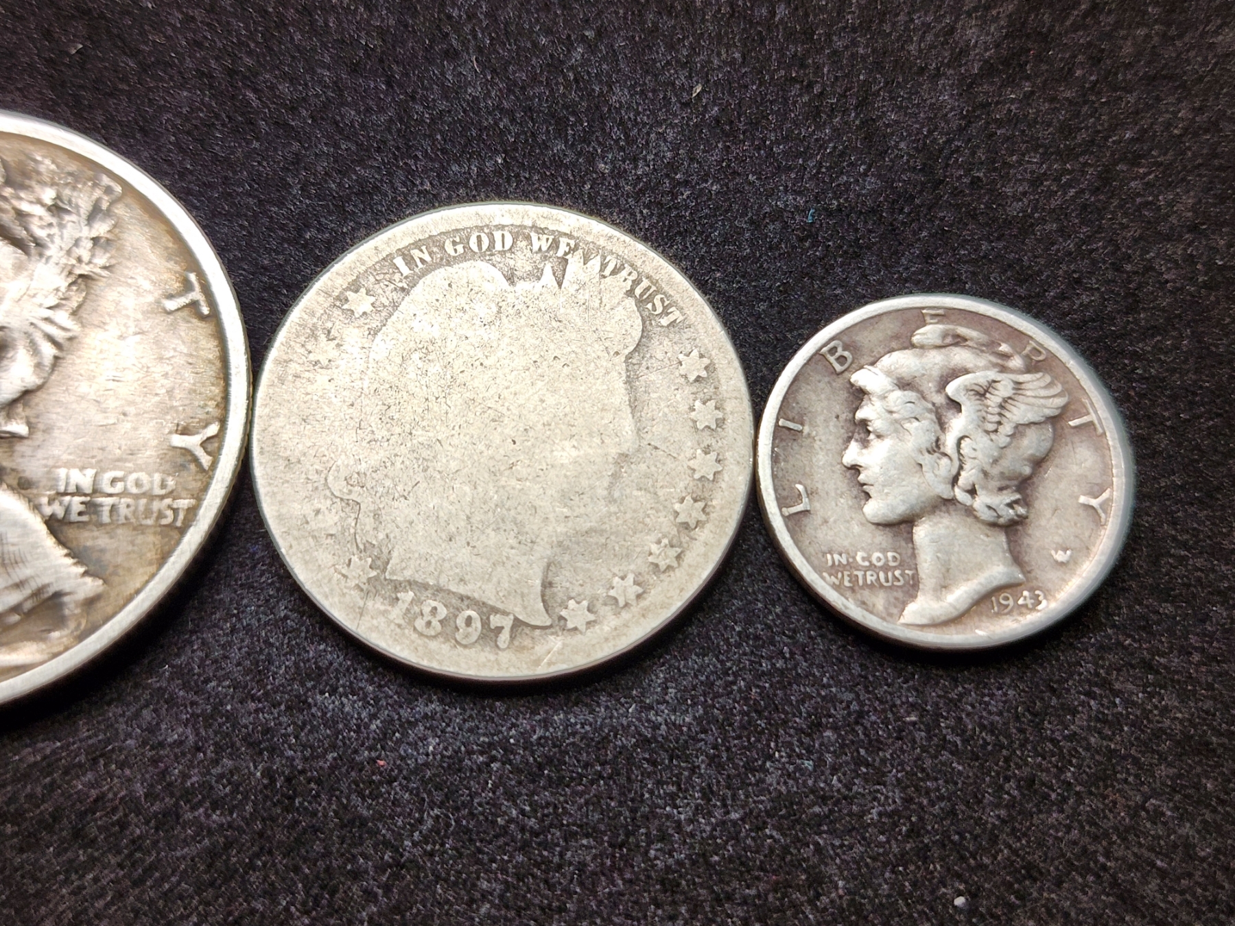 Three Assorted United States Silver Coins - Face Value $0.85 in 90% ...