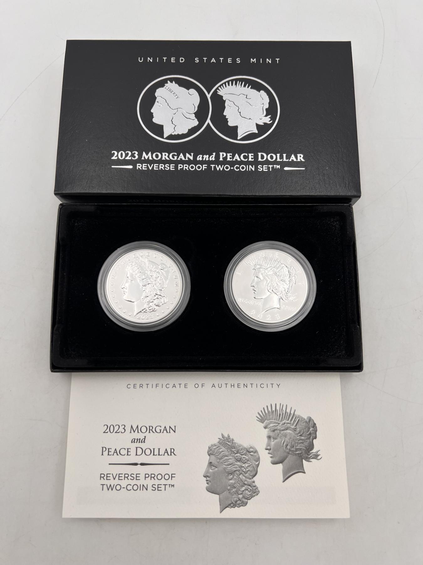 2023 Morgan and Peace Dollar Reverse Proof Coin Set - Bosley Auctioneers
