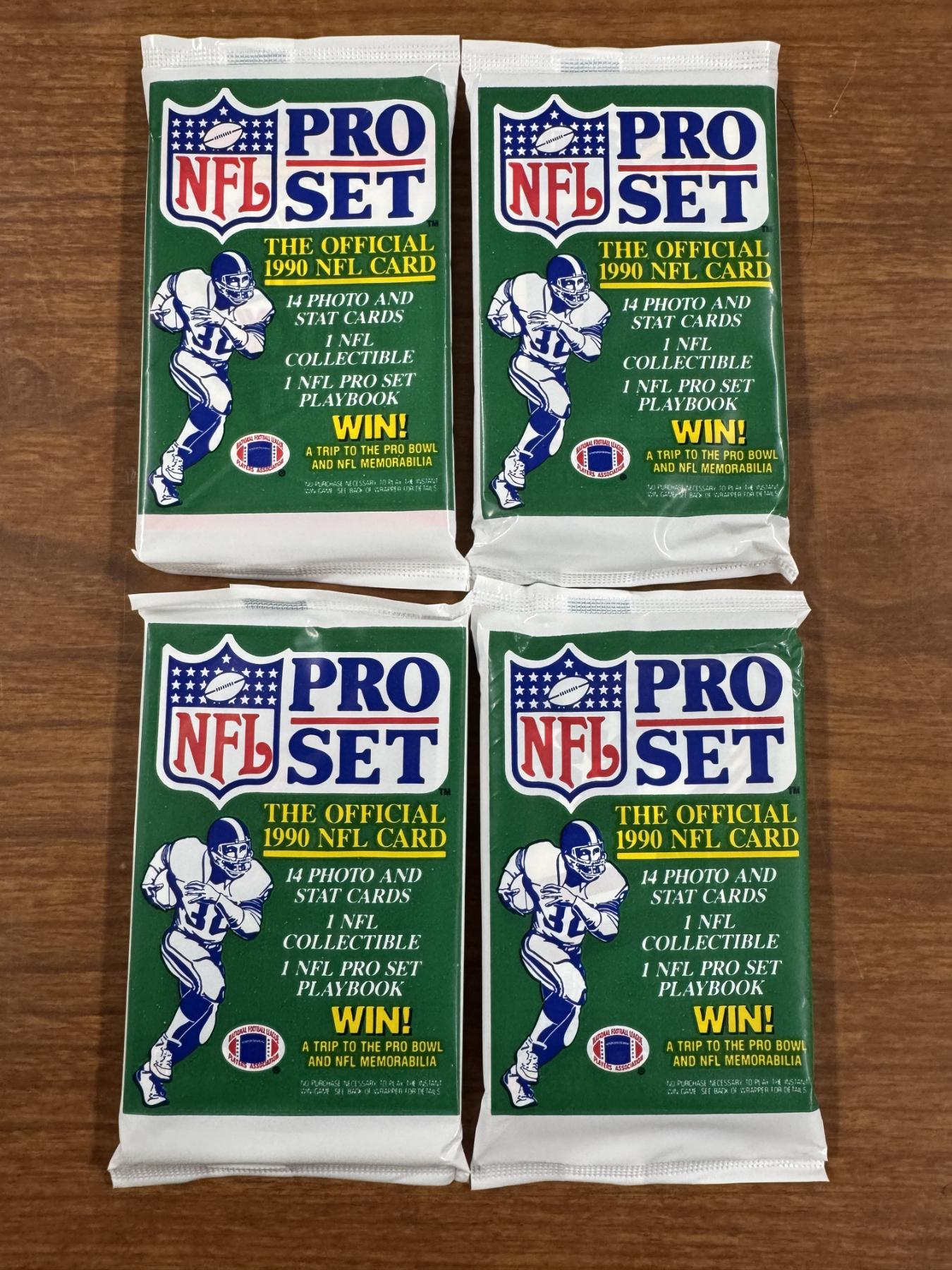 4 - Unopened 1990 Pro Set Wax Packs of Football Cards - 14 Cards Per ...