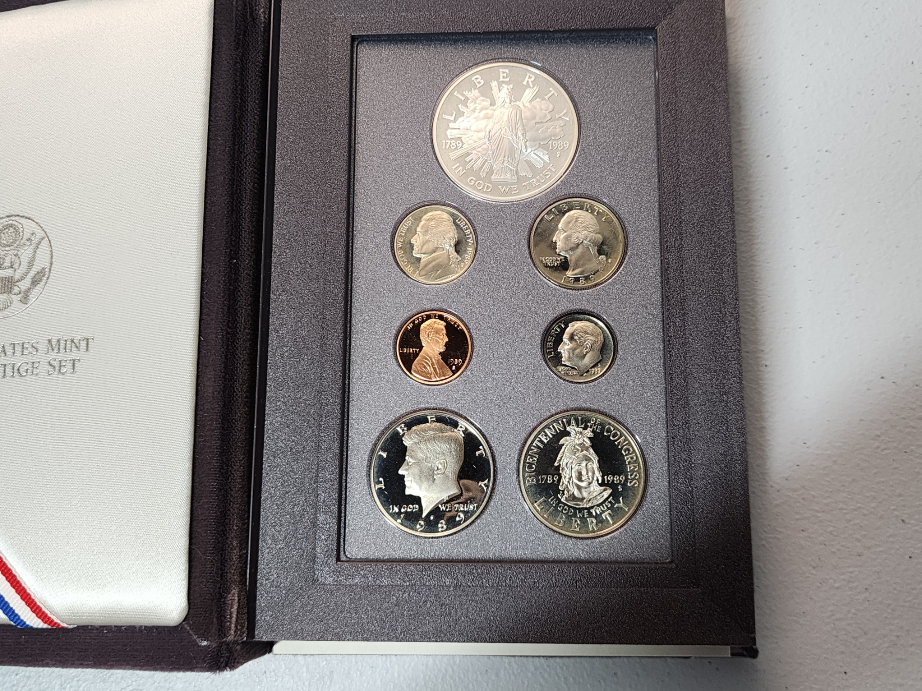 U.S. Mint 1989 Prestige Set Congressional Coins Including Silver Dollar ...
