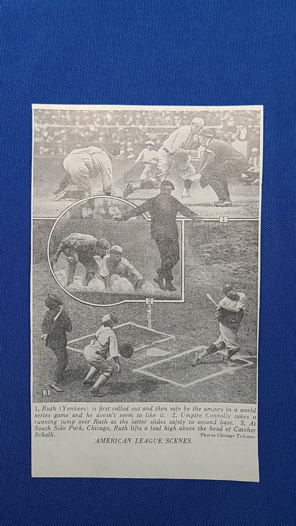 Clipped 1921 Babe Ruth Yankees Photo From The Chicago Tribune Printed ...