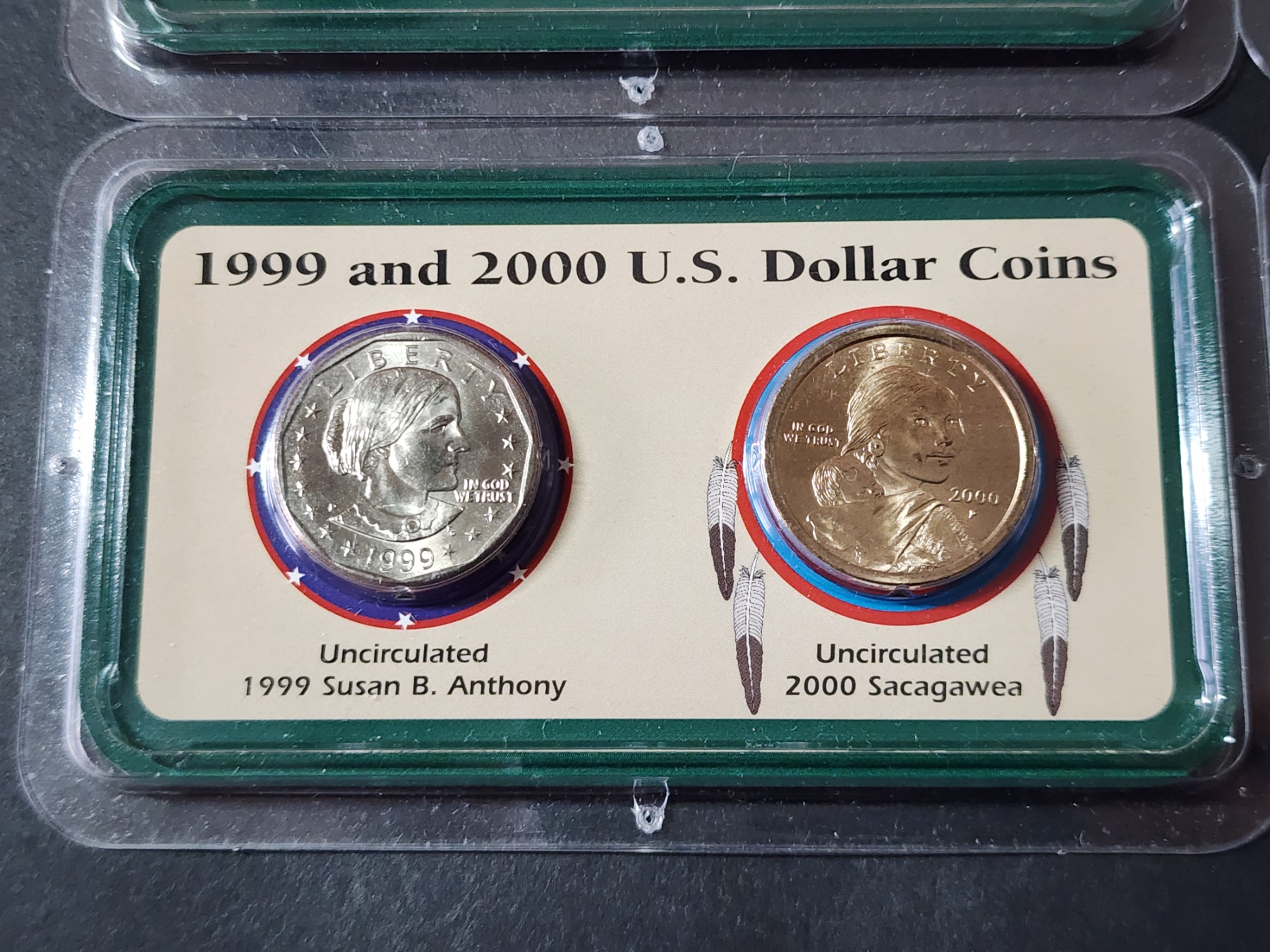 4 Sets - Uncirculated 1999 Susan B. Anthony Dollar Coin & 2000 ...