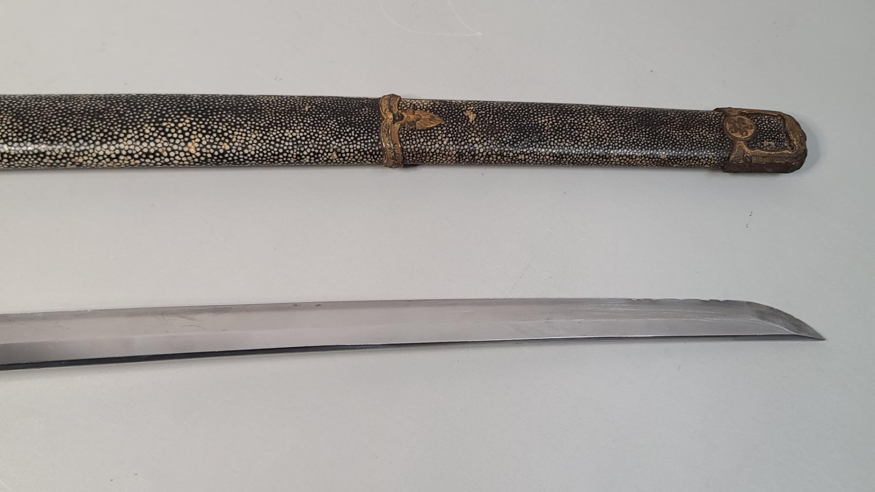Japanese Katana Sword With Stingray (Shagreen) Wrapped Sheath - Blade ...