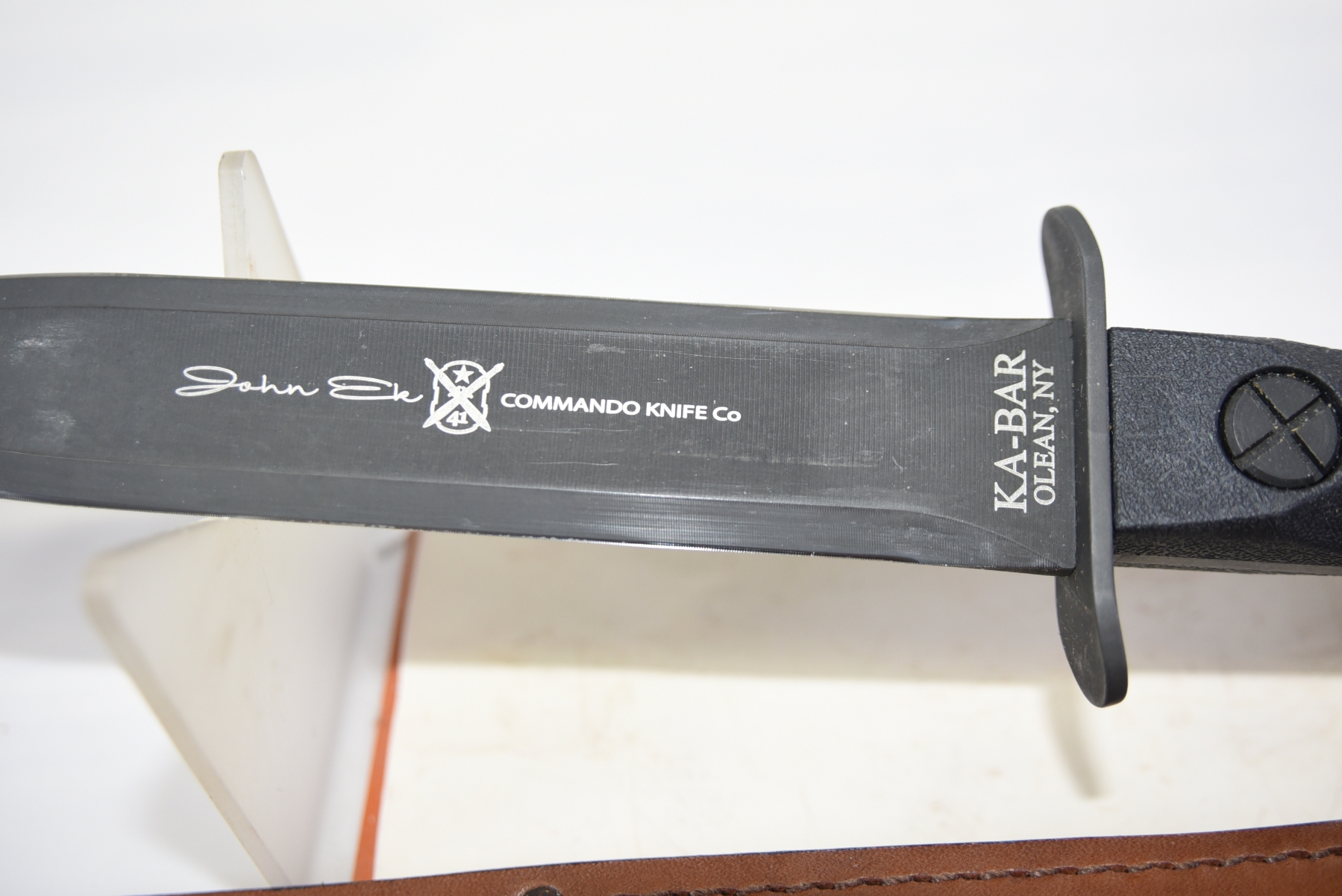 EK Commando Knife Model 4 EK44 1095 Cro-Van Carbon Steel Spear Point Black - Landsborough Auctions