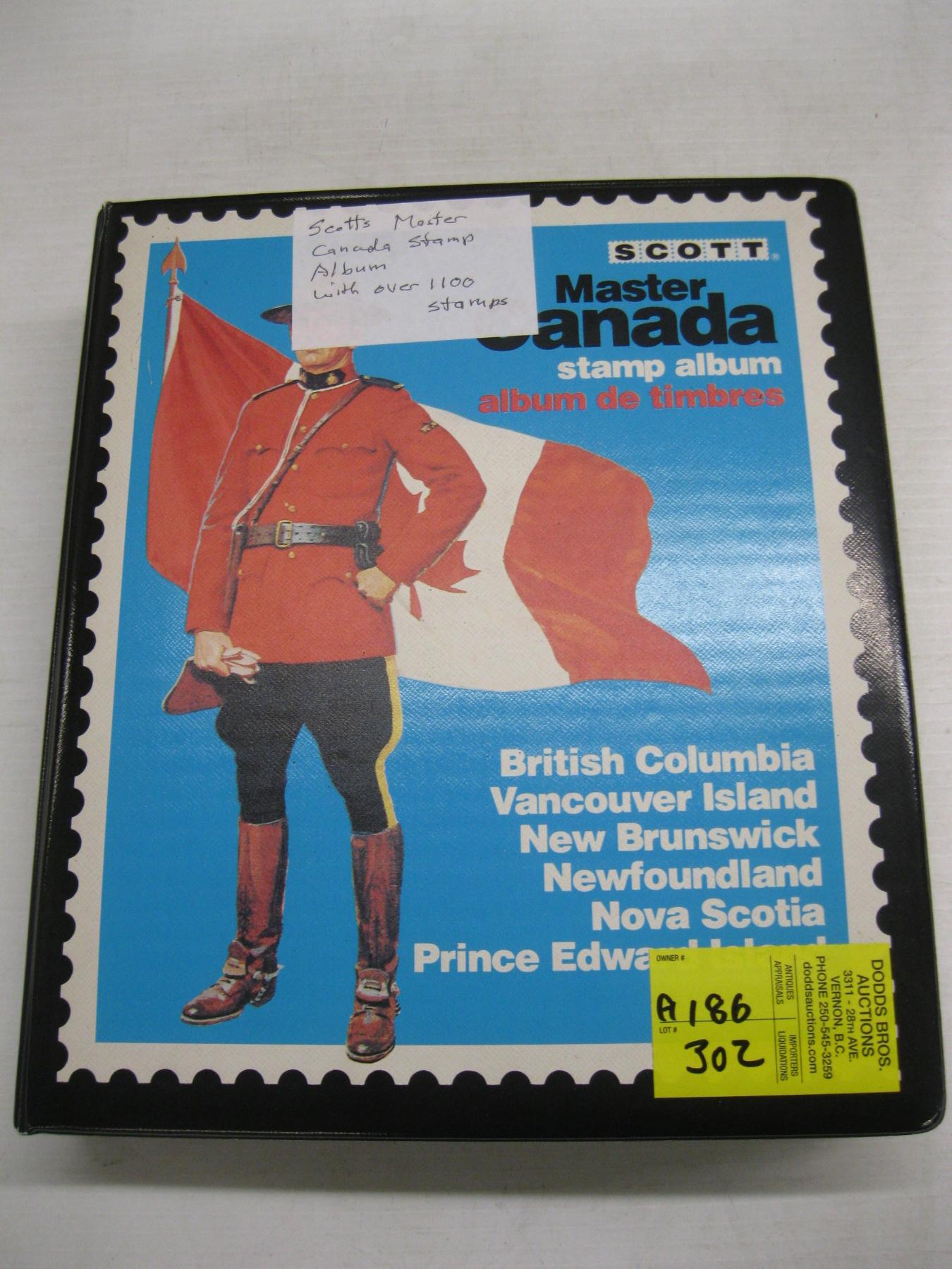 SCOTS MASTER CDN STAMP ALBUM W/OVER 1100 STAMPS