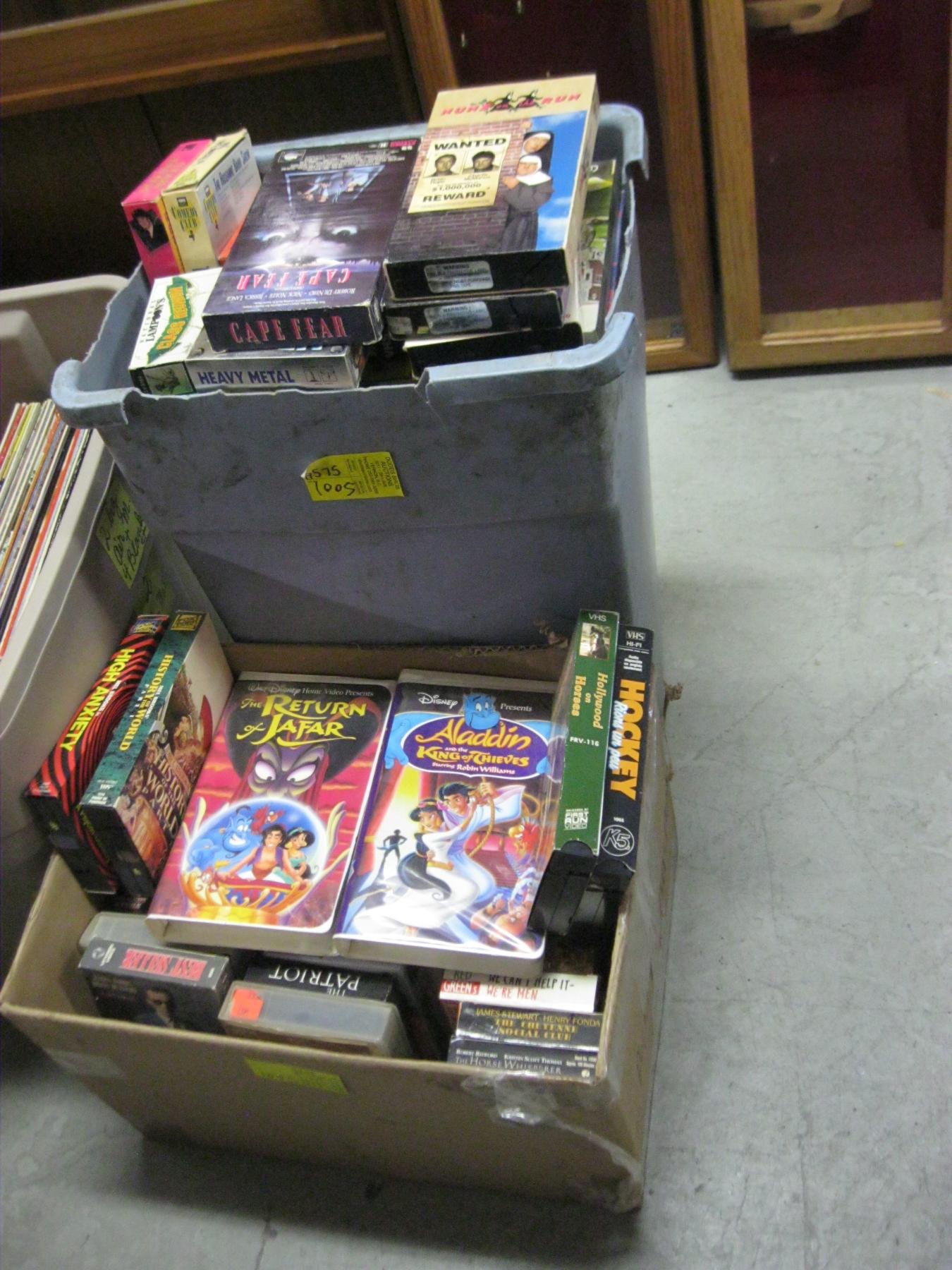 BOX & HAMPER OF ASST. VHS TAPES - Dodds Auction