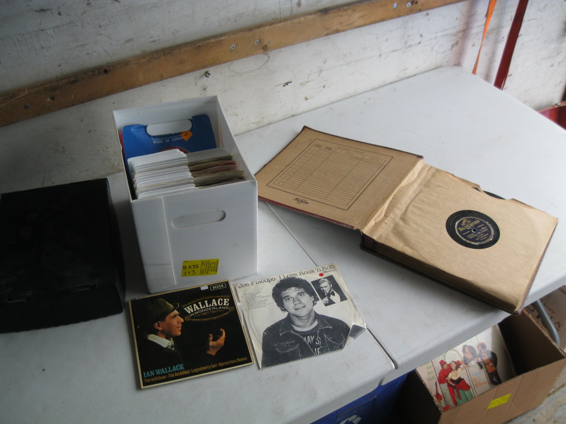 BOX OF 45 RECORDS & BOOK OF RECORDS