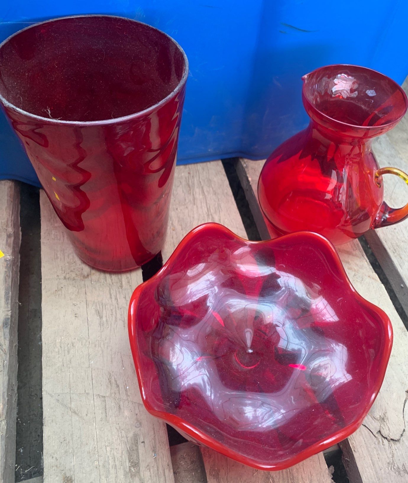 Vintage Viking Ruby Red Compote Candy Dish, Rare Empoli Art Glass ...