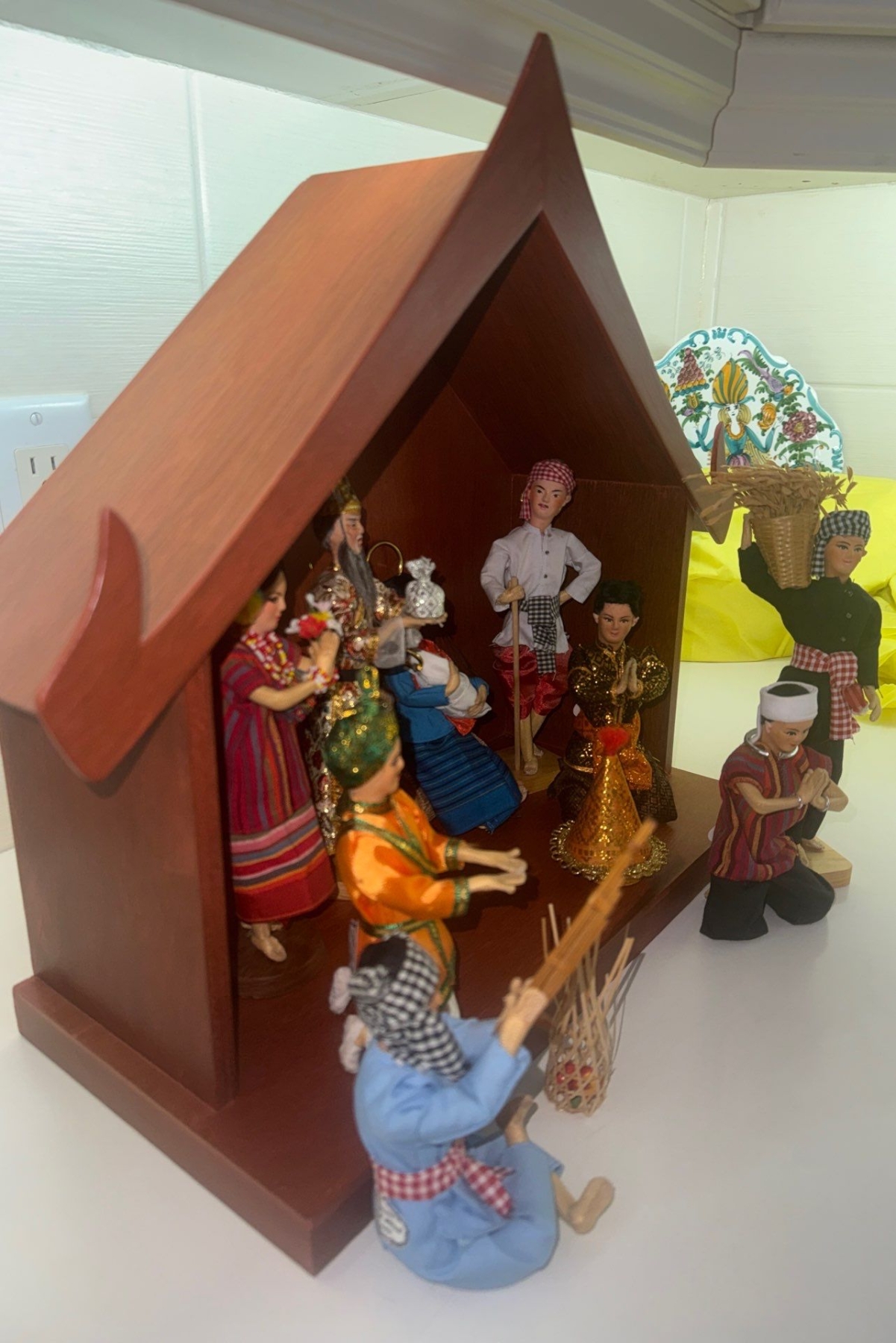Hand Crafted Nativity Scene - Figures Are Dressed In Traditional Thai ...