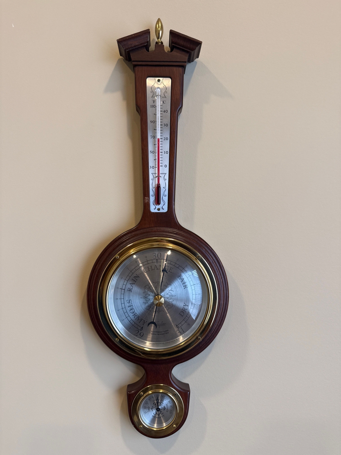 Vintage Taylor Banjo Thermometer Brass Adjustable Altitude Wood - Beck ...