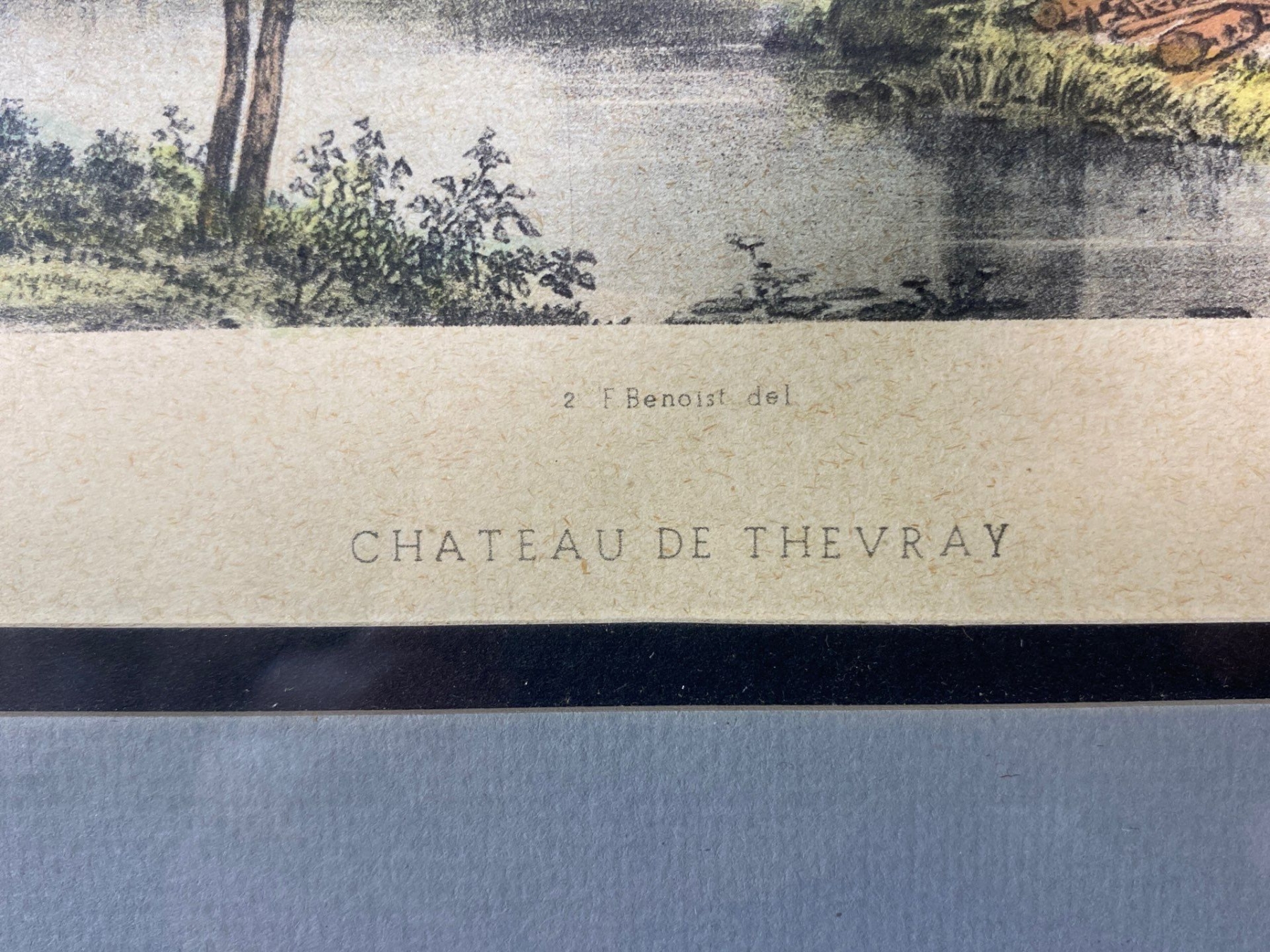 Colored Lithograph Print Titled ""Chateau De Thevray" Felix Benoist ...