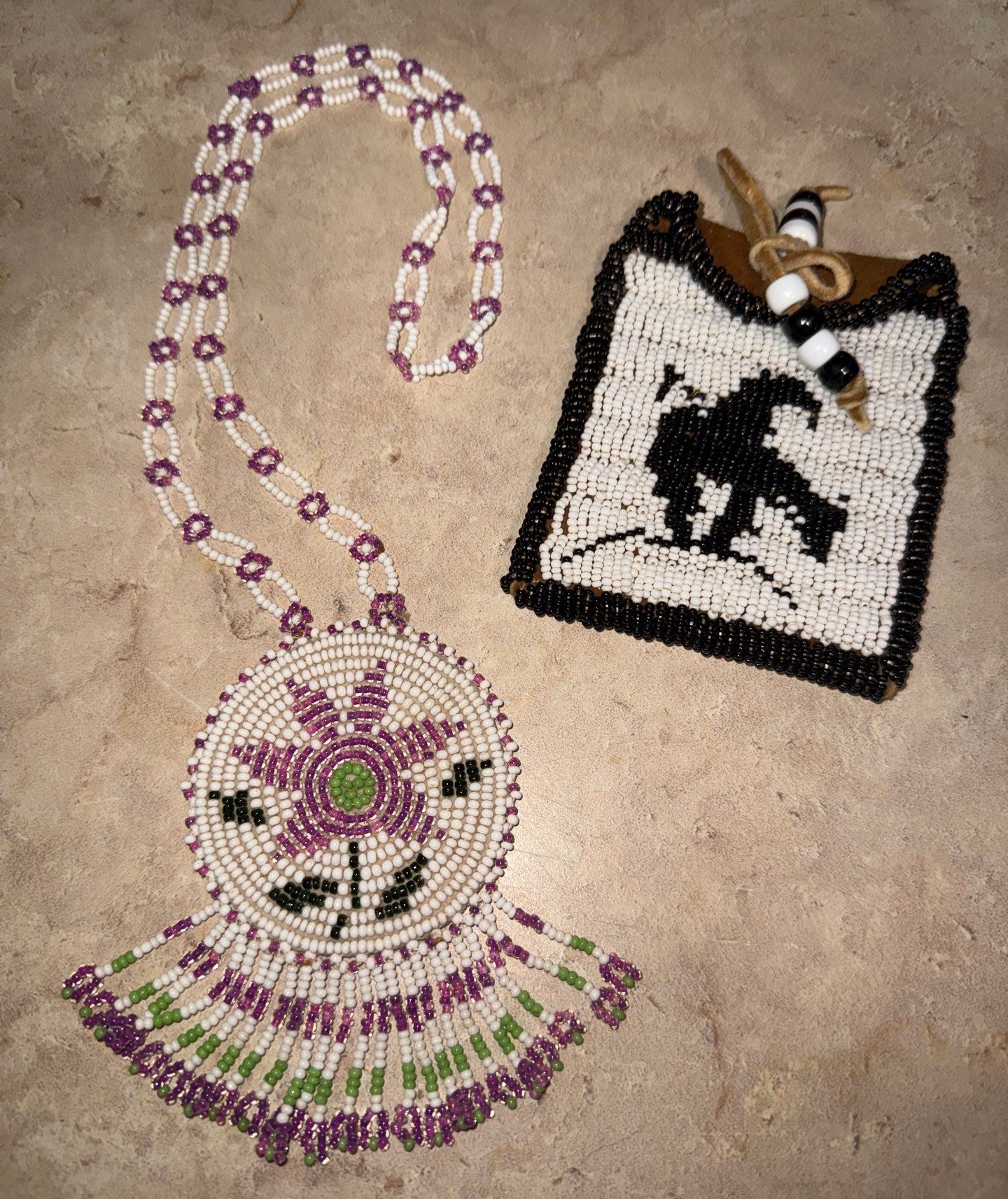 Traditional Indigenous Beadwork - Seed Bead 14"Long - Beck Auctions Inc.