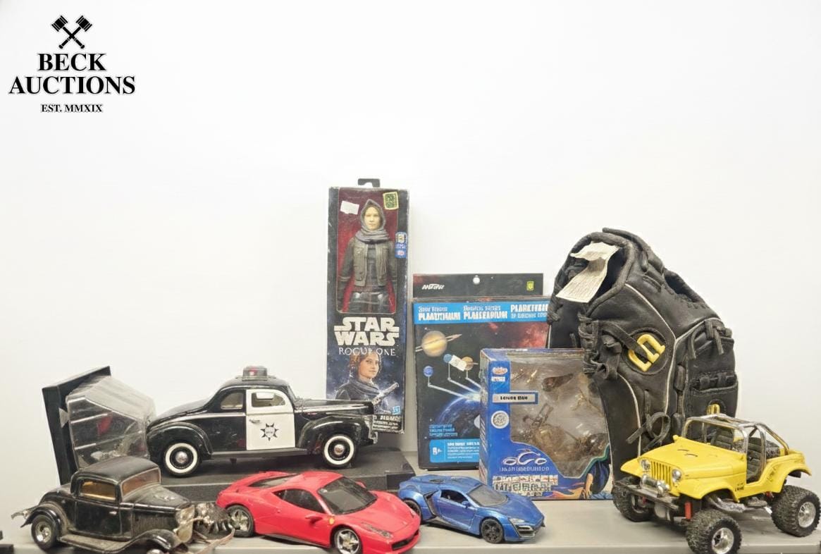 Vintage-Style Cars, A Police Car, A Yellow Jeep, A Red Sports Car, And ...