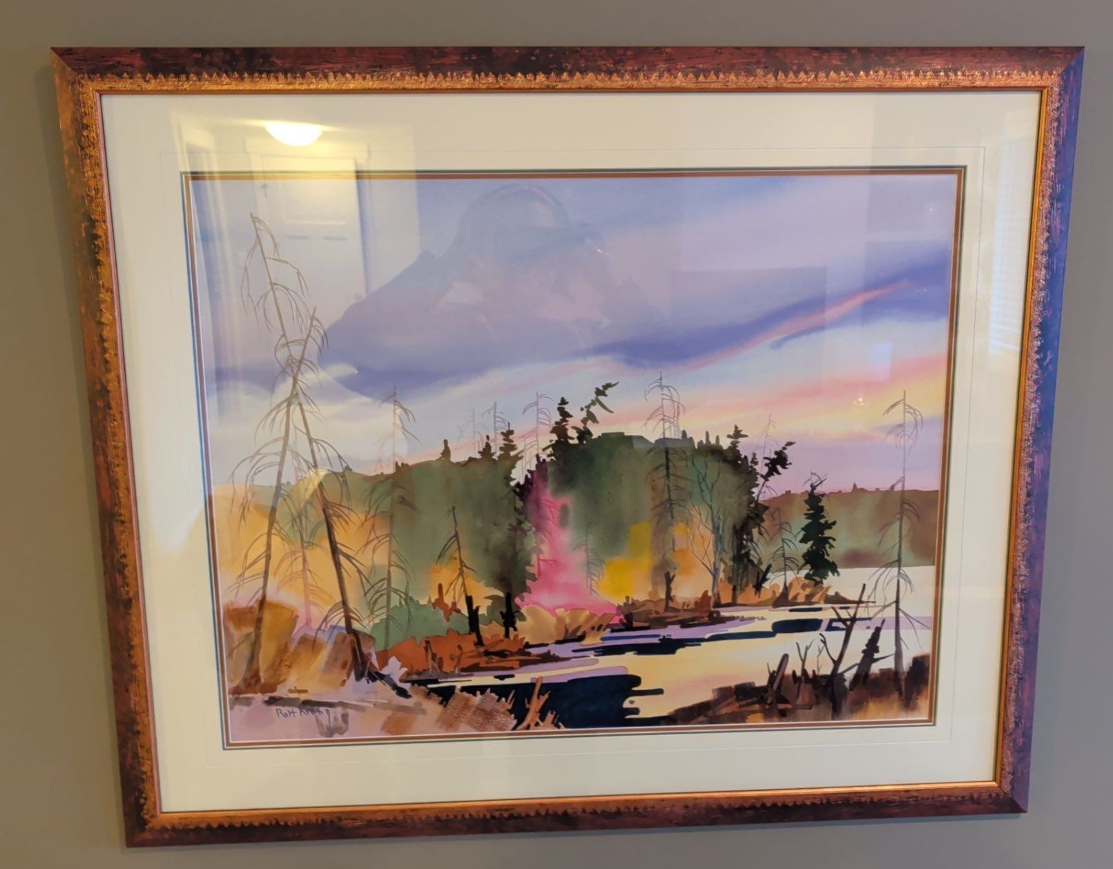 Canadian Artist Brian Atyeo - Framed Watercolor Landscape Art 26x16 ...