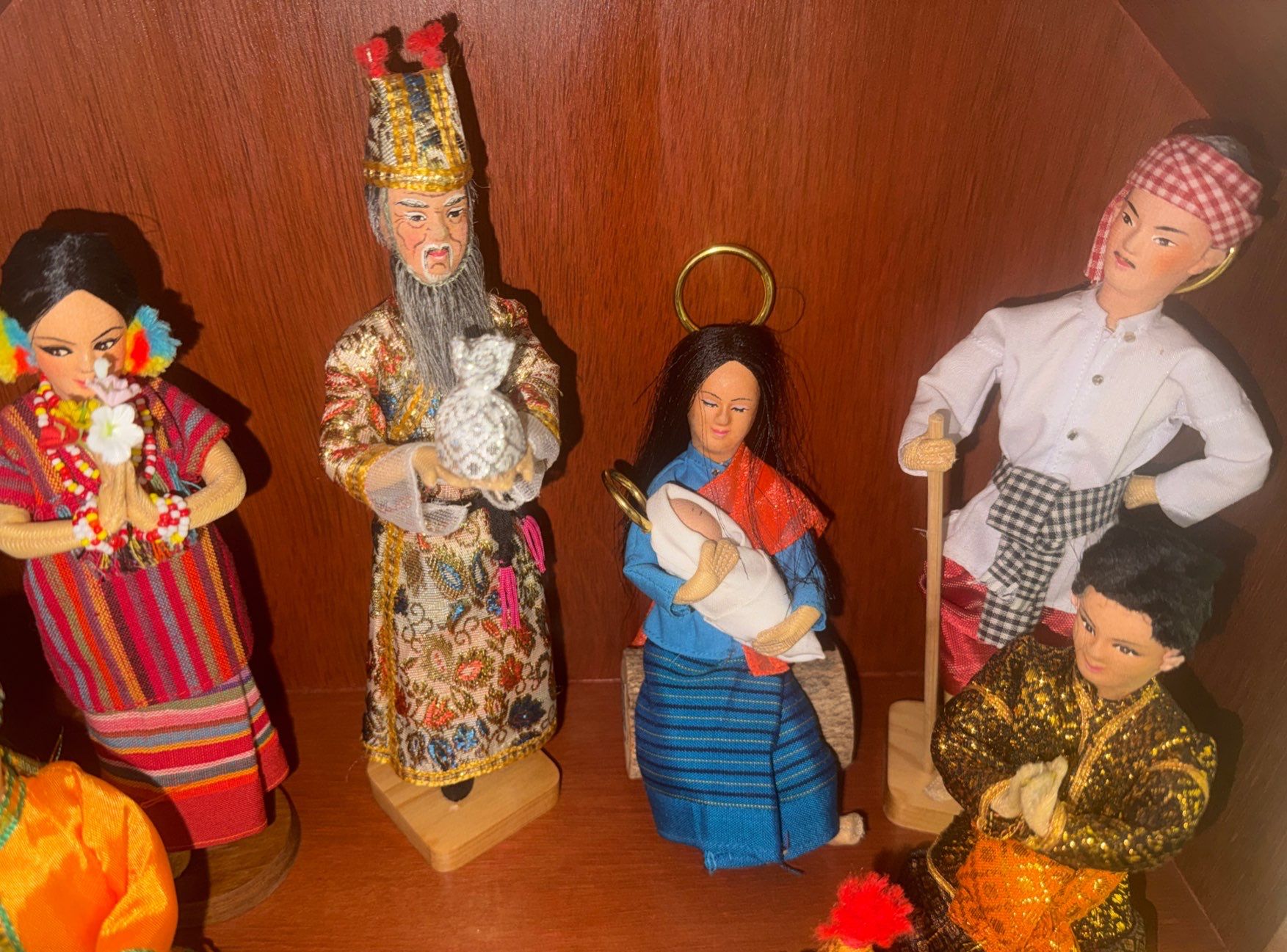 Hand Crafted Nativity Scene - Figures Are Dressed In Traditional Thai ...