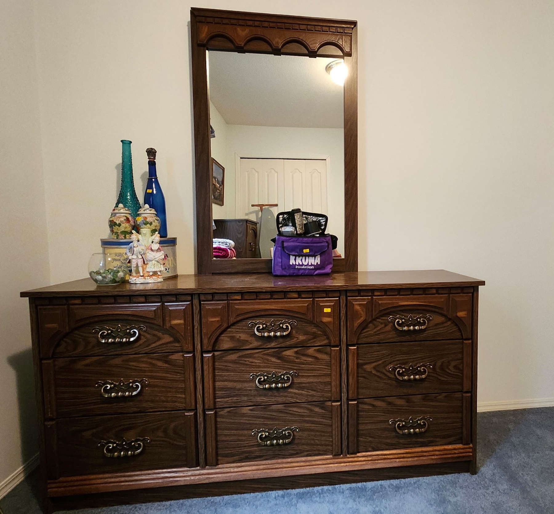 Vintage Double Wide Dressing Table w/ Stand Up Mirror 61x18x63 - Beck ...