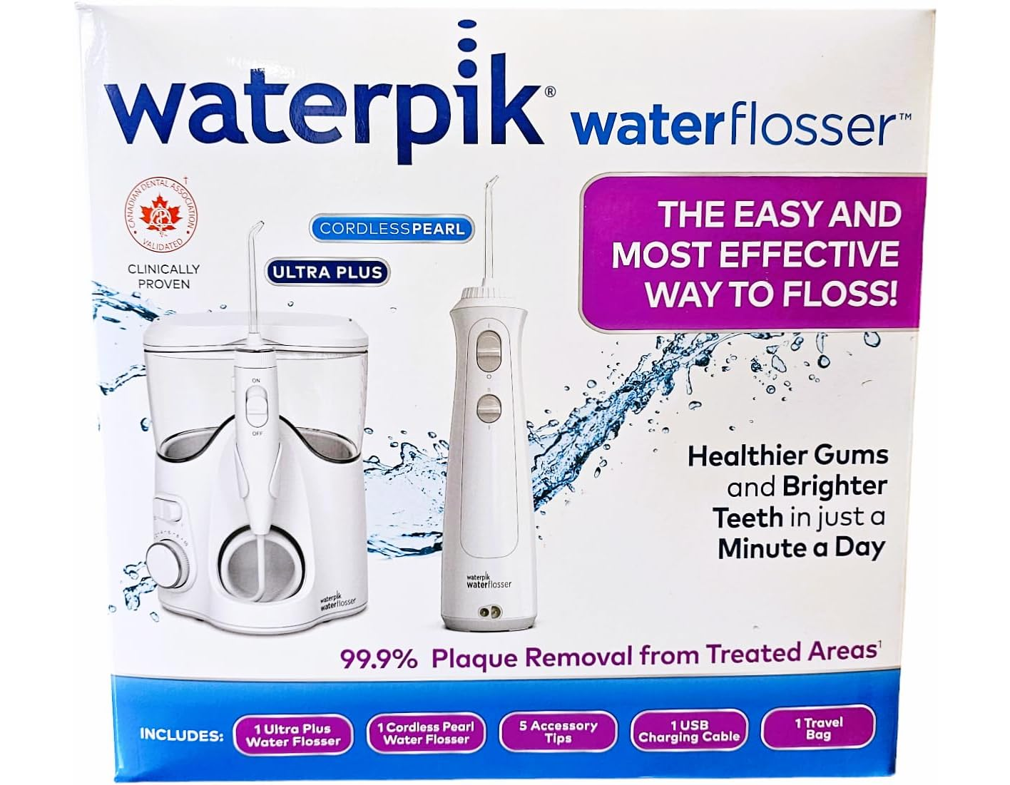 WATERPIK WATERFLOSSER ULTRA PLUS WATER FLOSSER & CORDLESS PEARL WATER ...