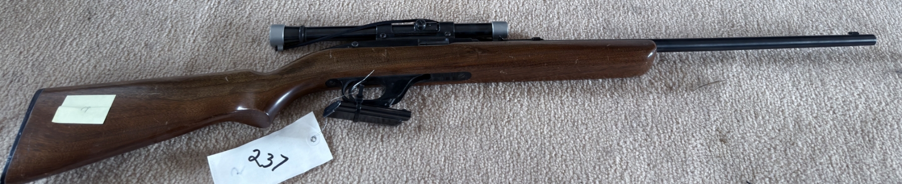 WINCHESTER MODEL 77 22 CAL RIFEL SEMI AUTO, WITH SCOPE, 10 ROUND CLIP S ...